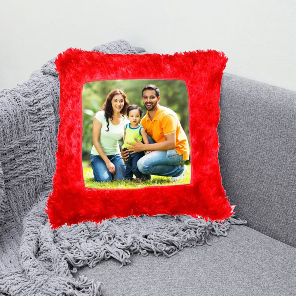 Customized Square Shape Cushion in Red Color - GB eCart Print Shop